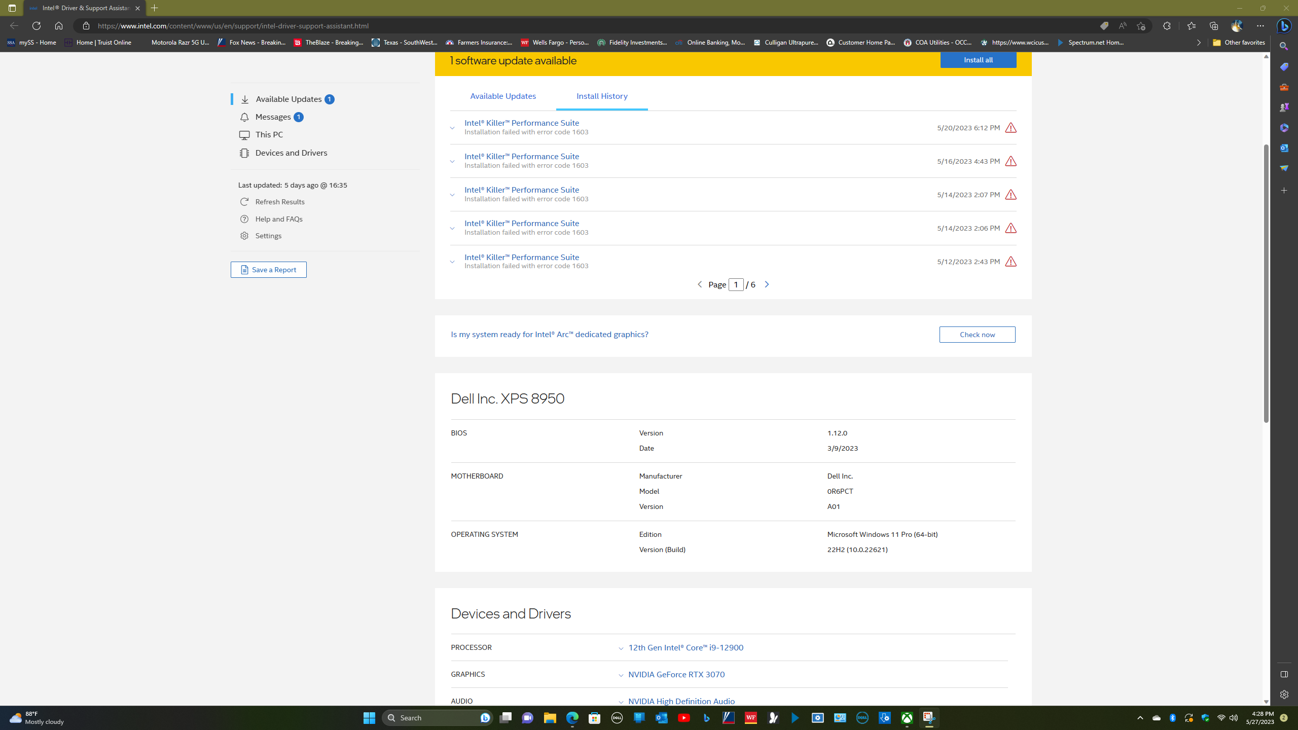 Killer performance suite fail installation error code 1603 - Intel ...