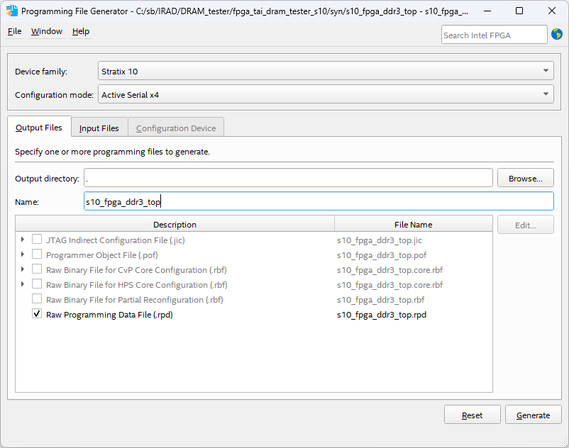 Converting .sof file to .flash file for Stratix 10 GX development kit ...