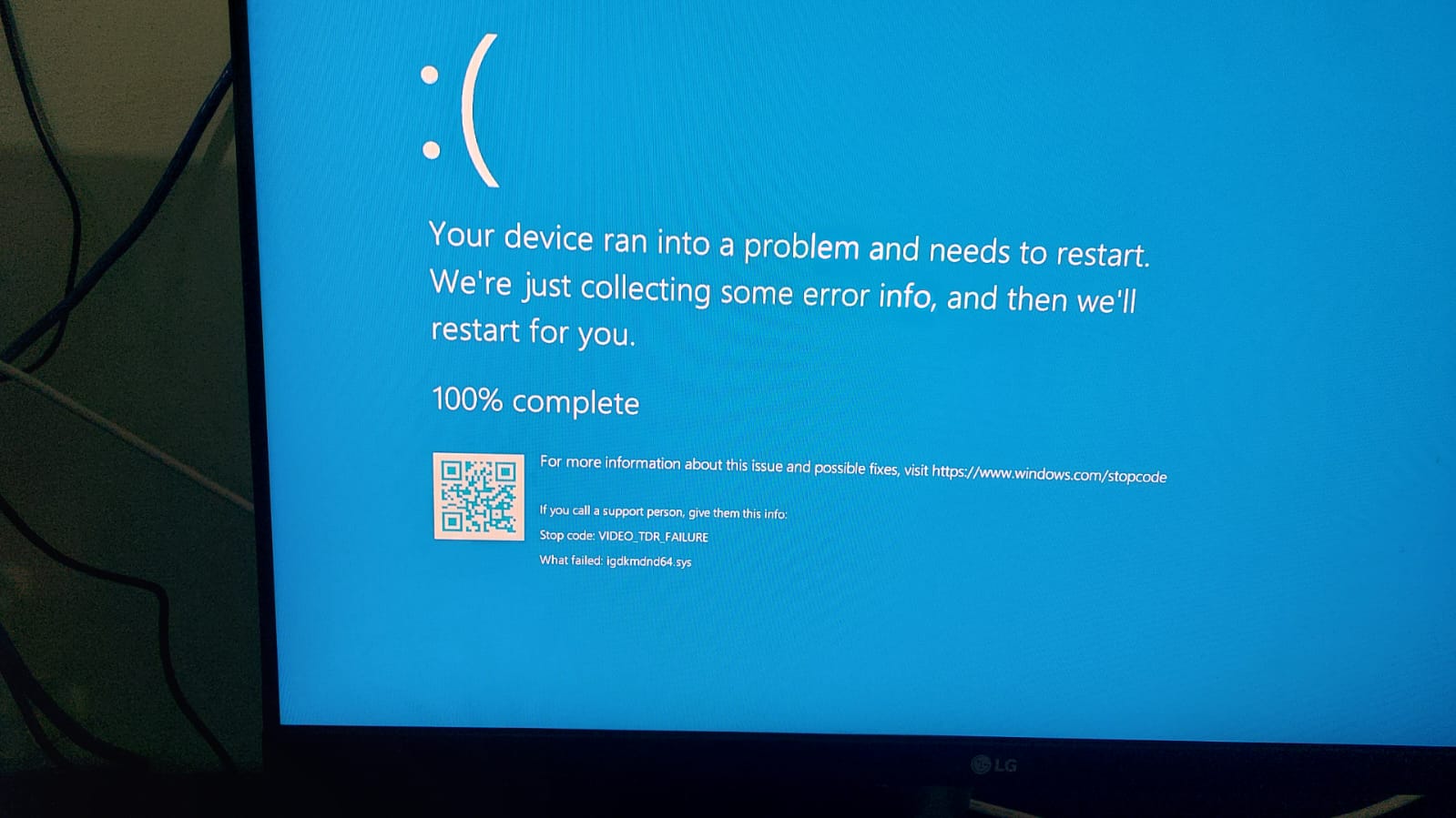 Getting igdkmdnd64.sys Video TDR failure Error - Intel Community