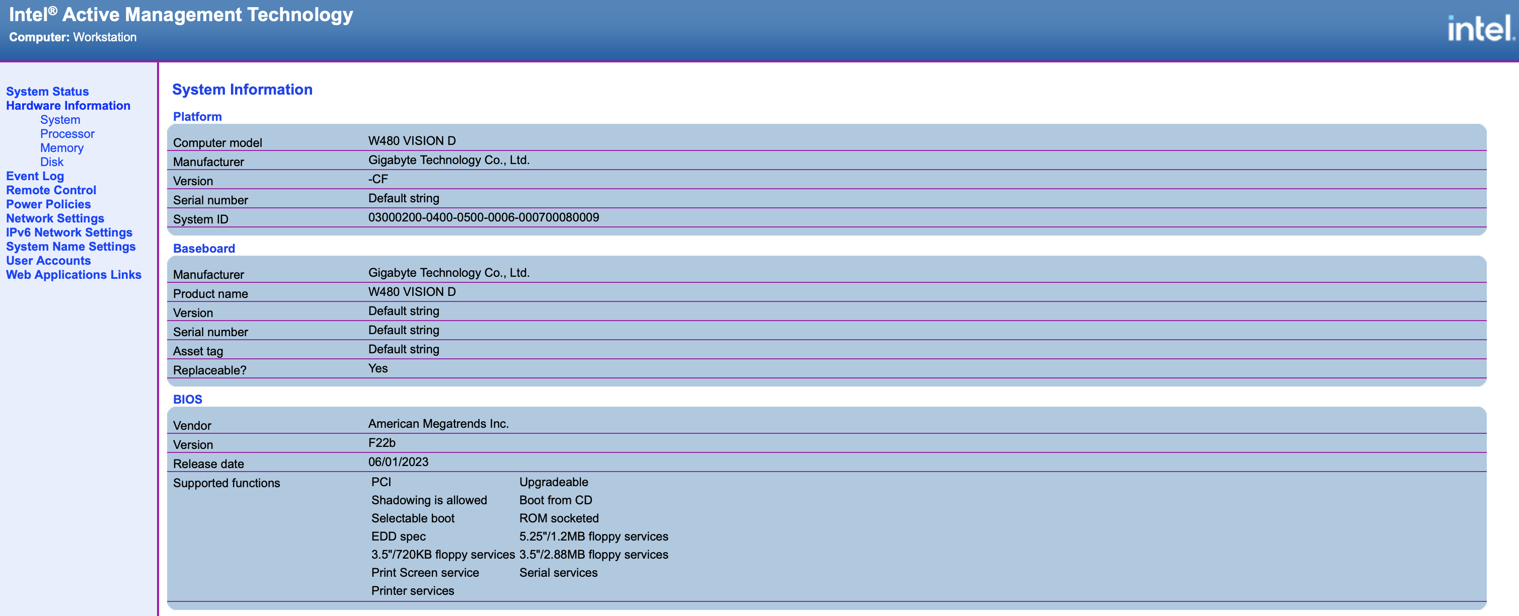 Solved: W480 AMT accessible via MEBx but isn't reachable via IP and n/a in Windows - Intel Community