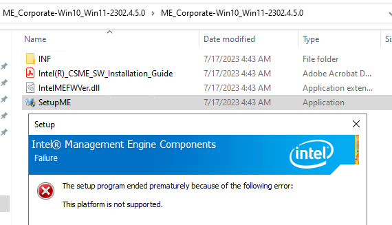 13th gen chipset support - Intel ME drivers (SETUPME.exe) - Where are ...