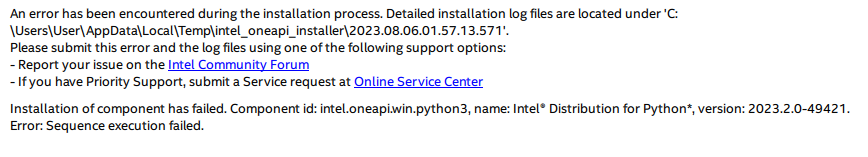 error when installing intel for python - Intel Community