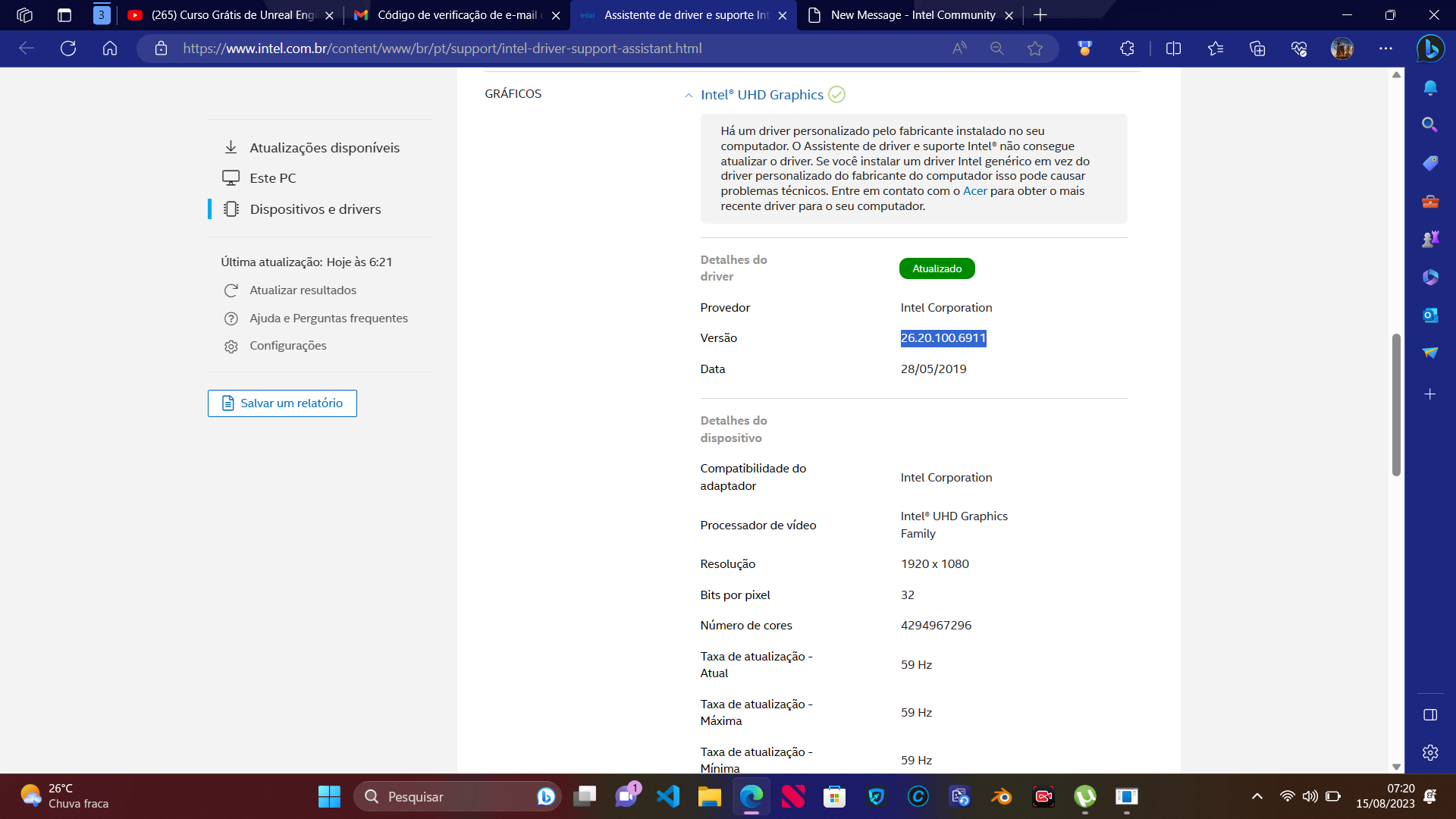De 26.20.100.6911 para 30.0.101.1340. Como atualizar esse driver ...