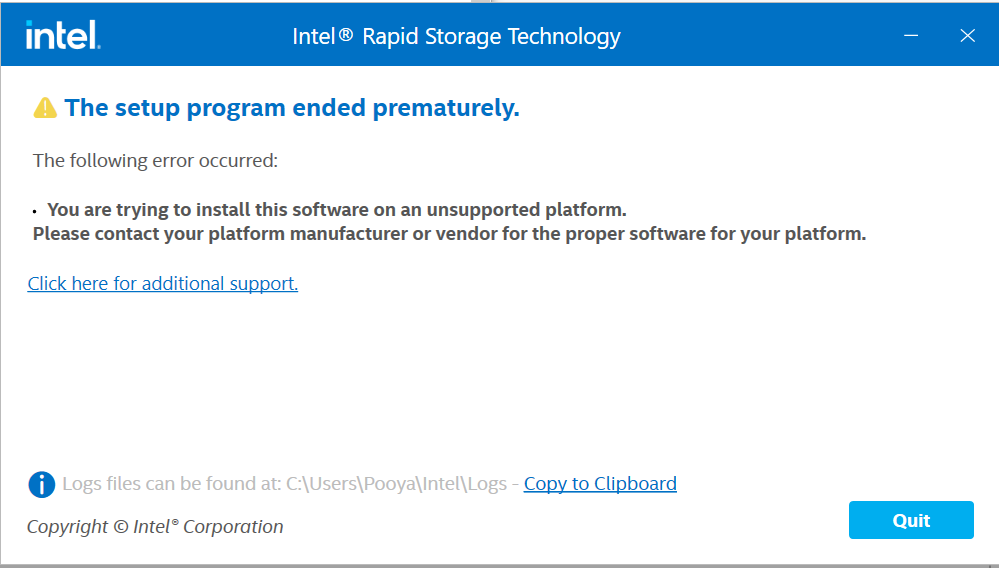 problem for install intel rapid storage - Intel Community