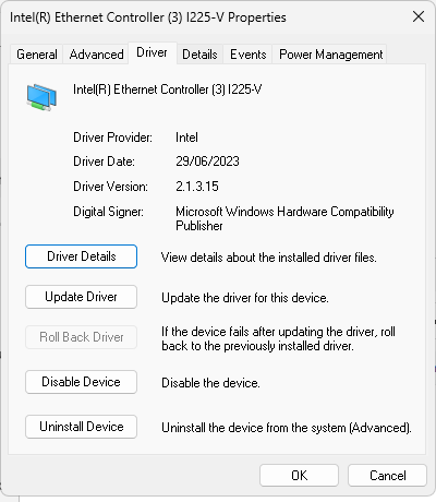 problem changing the Transmit Buffers and Receive Buffers I225-V in Windows 11 - Intel Community