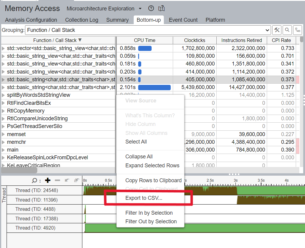 Solved: Export profiled data from Vtune profiler as CSV - Intel Community