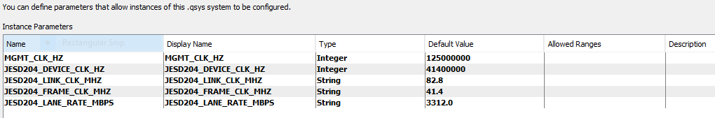 Platform Designer Instance Parameters script update real parameters in library components ...