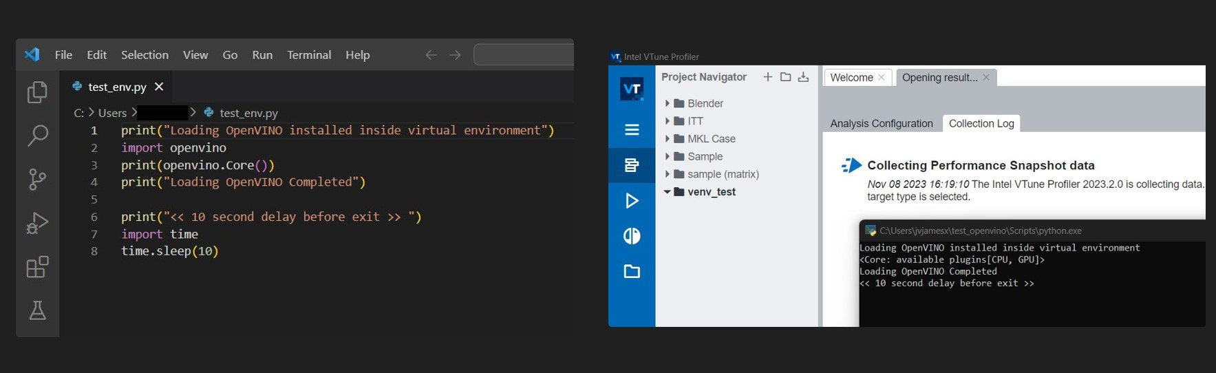 Profiling on python scripts created in virtual environment - Intel ...