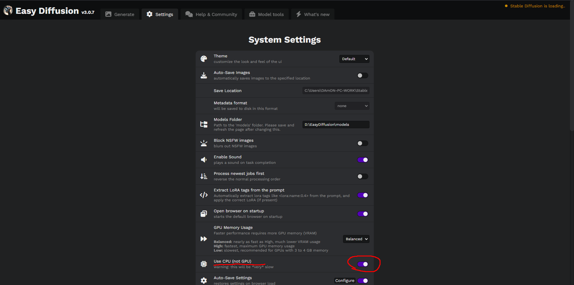 please add support for the EASY DIFFUSION program - Intel Community