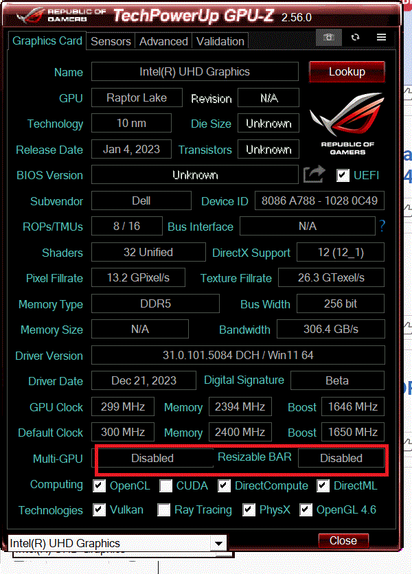 Re: Re:Intel Arc Control prompts [Resizable BAR general-not-supported] - Intel Community