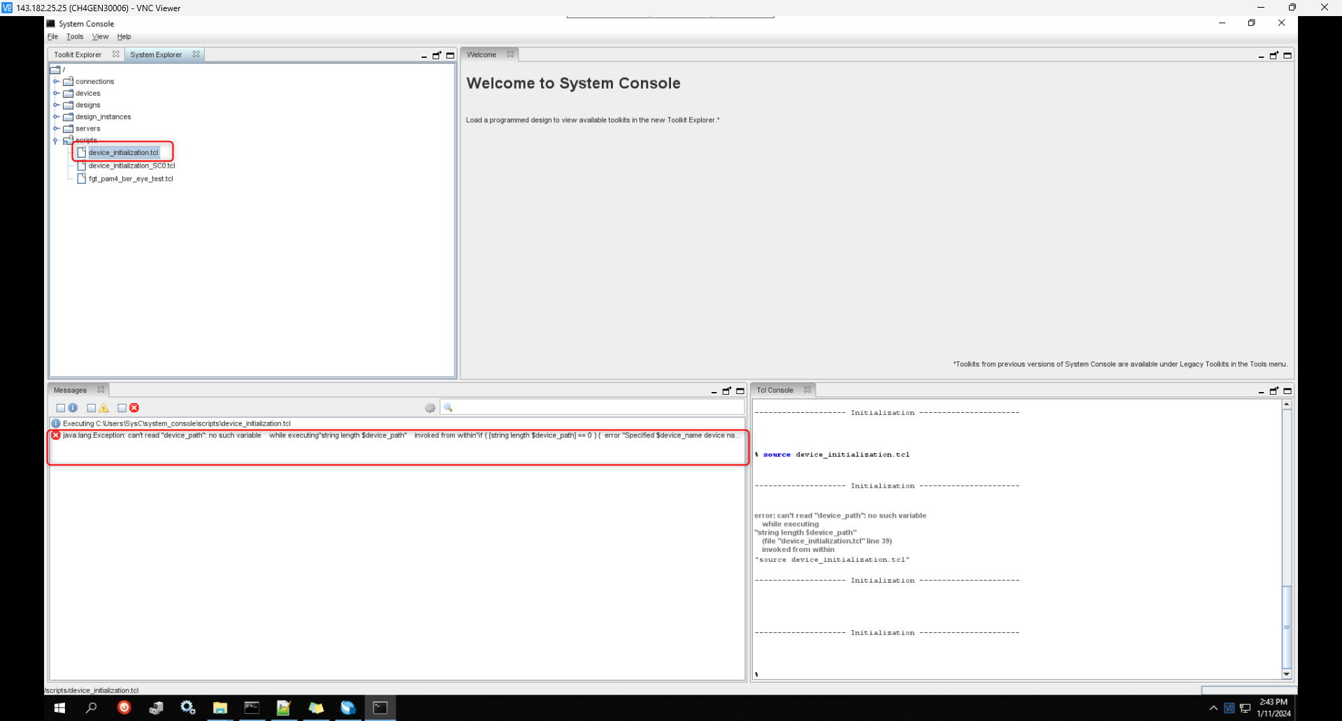 Solved: Quartus 23.3 transceiver toolkit fails to load using TCL - Intel Community