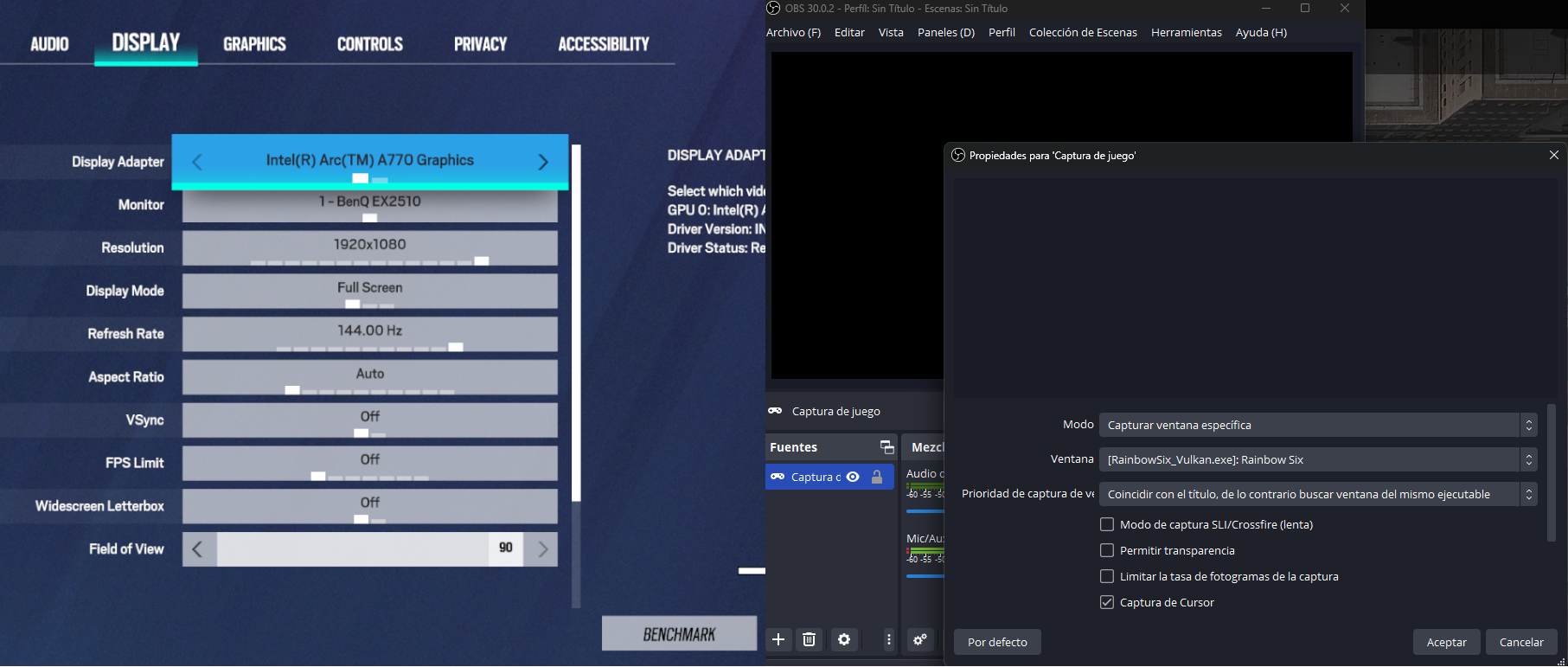Re: Intel ARC: OBS cant capture vulkan games using the capture window method - Intel Community